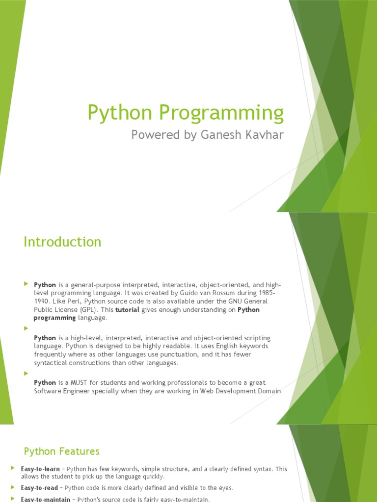 Python Programming: Powered by Ganesh Kavhar | PDF | Python ...