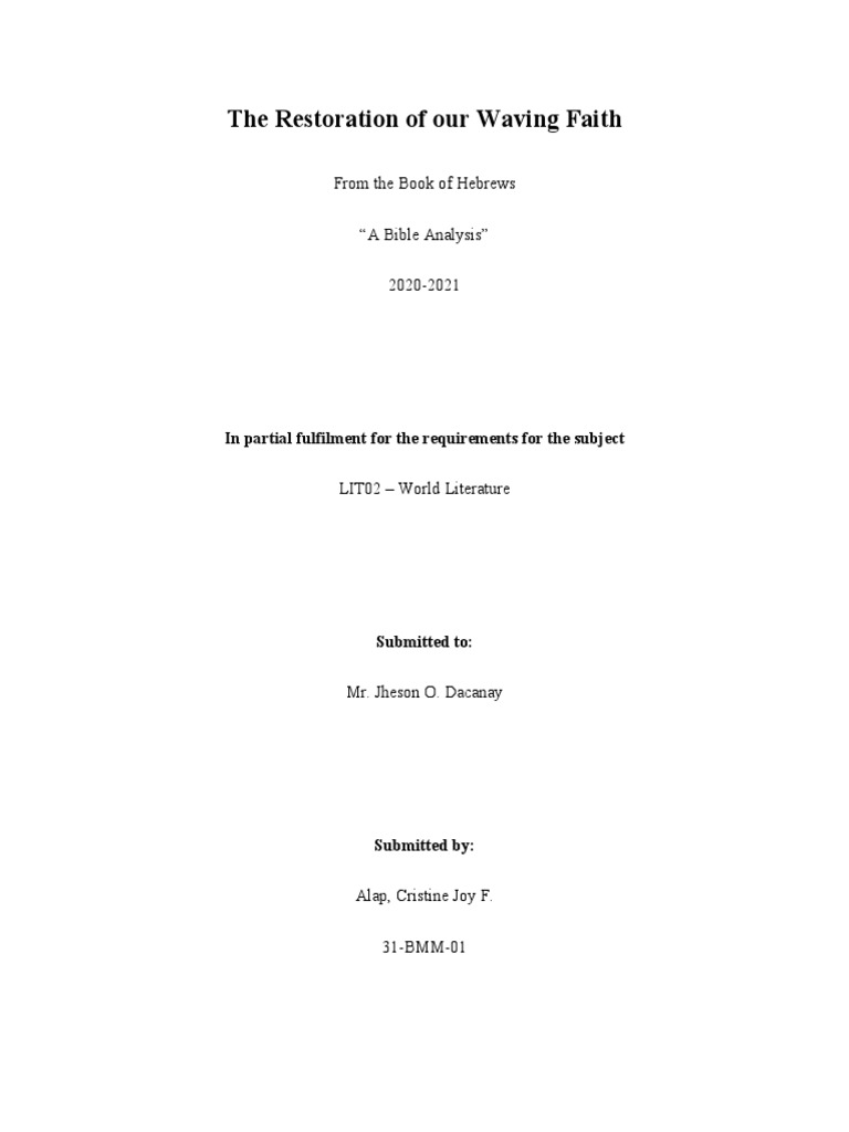 FMA WORLD LITERATURE (Cristine Joy Alap 31-bmm-01) | PDF | Isaac ...