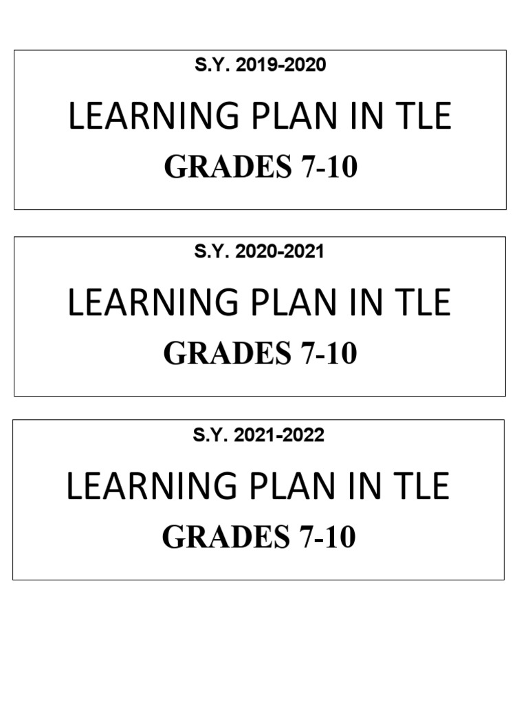 Learning Plan in Tle Label | PDF