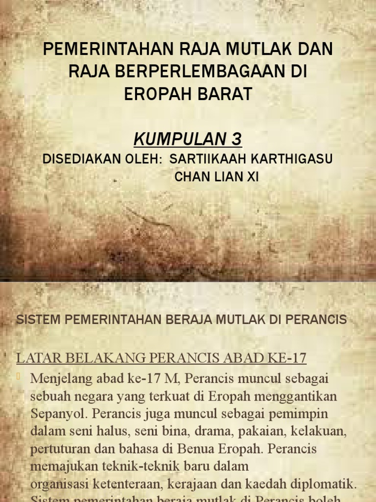 Pemerintahan Raja Mutlak & Raja Berperlembagaan Di Eropah Barat | PDF