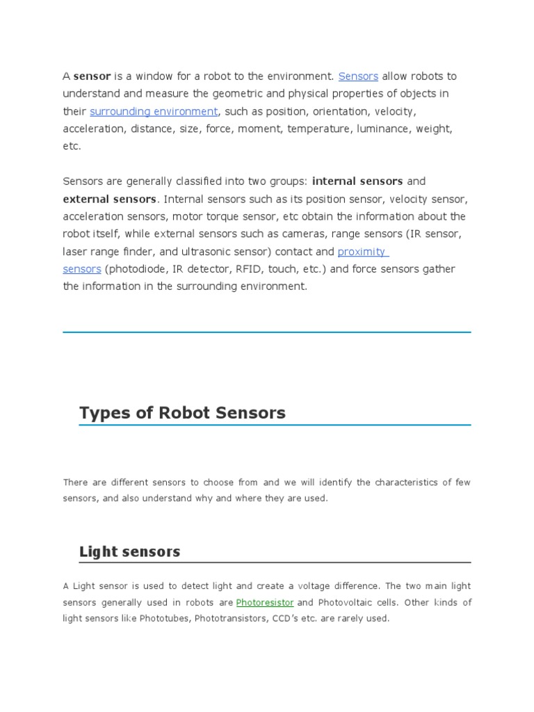 Types of Robot Sensors | PDF | Gyroscope | Accelerometer