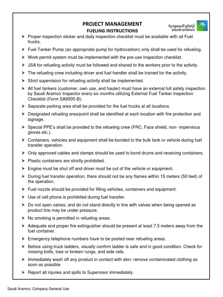 Weekly Fuel Tanker Inspection Checklist | PDF | Aerial Refueling | Pump