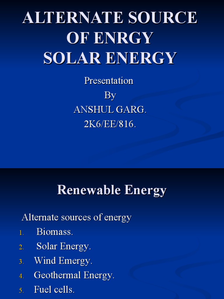FINAL Presentation ON SOLAR ENERGY | PDF | Solar Power | Solar Energy