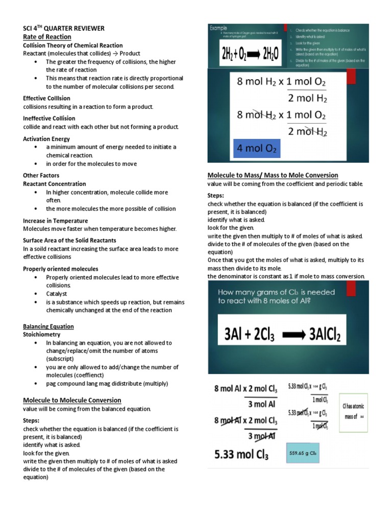 Sci 4TH Quarter Reviewer | PDF | Reaction Rate | Chemical Reactions