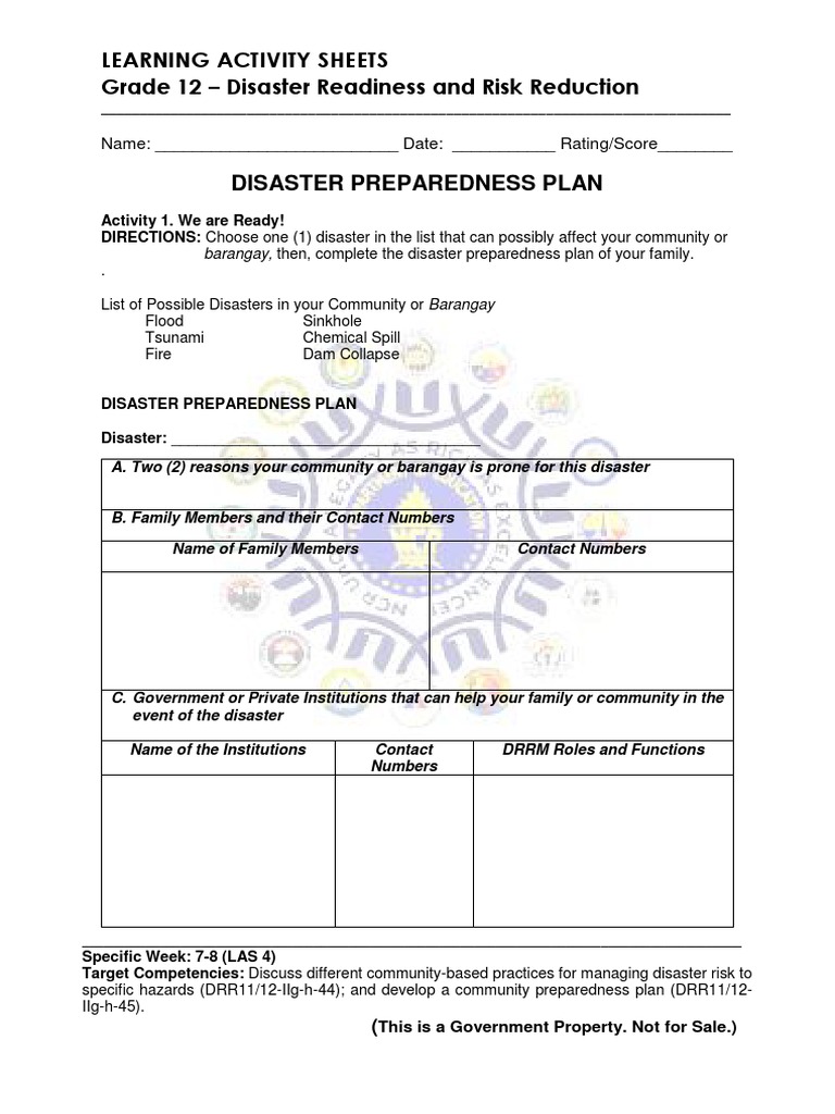 Q4 - DRR - Activity 4 | PDF | Emergency Management | Disaster Risk ...
