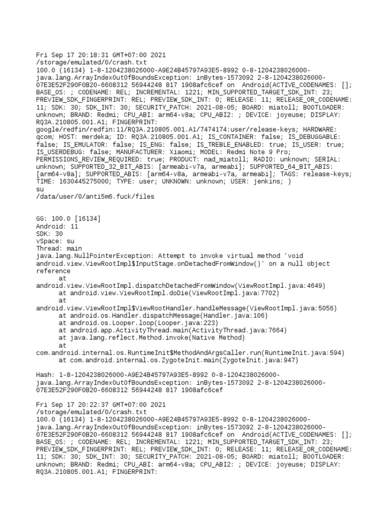 Crash | Download Free PDF | Java (Programming Language) | Android (Operating System)