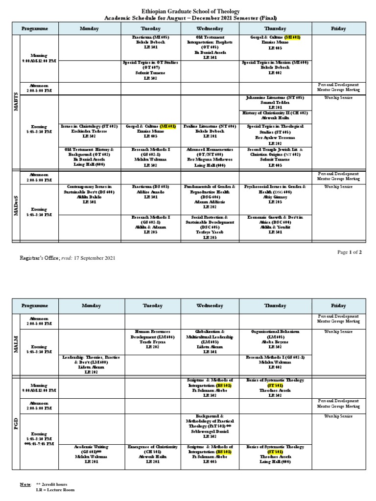 Course Schedule Aug Dec 2021 Final | PDF | Religious Behaviour And ...