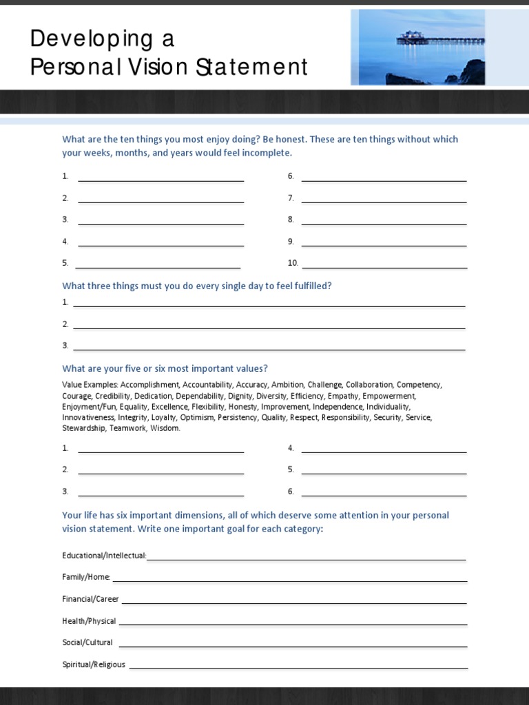 Developing A Personal Vision Statement | PDF | Human Nature | Cognition