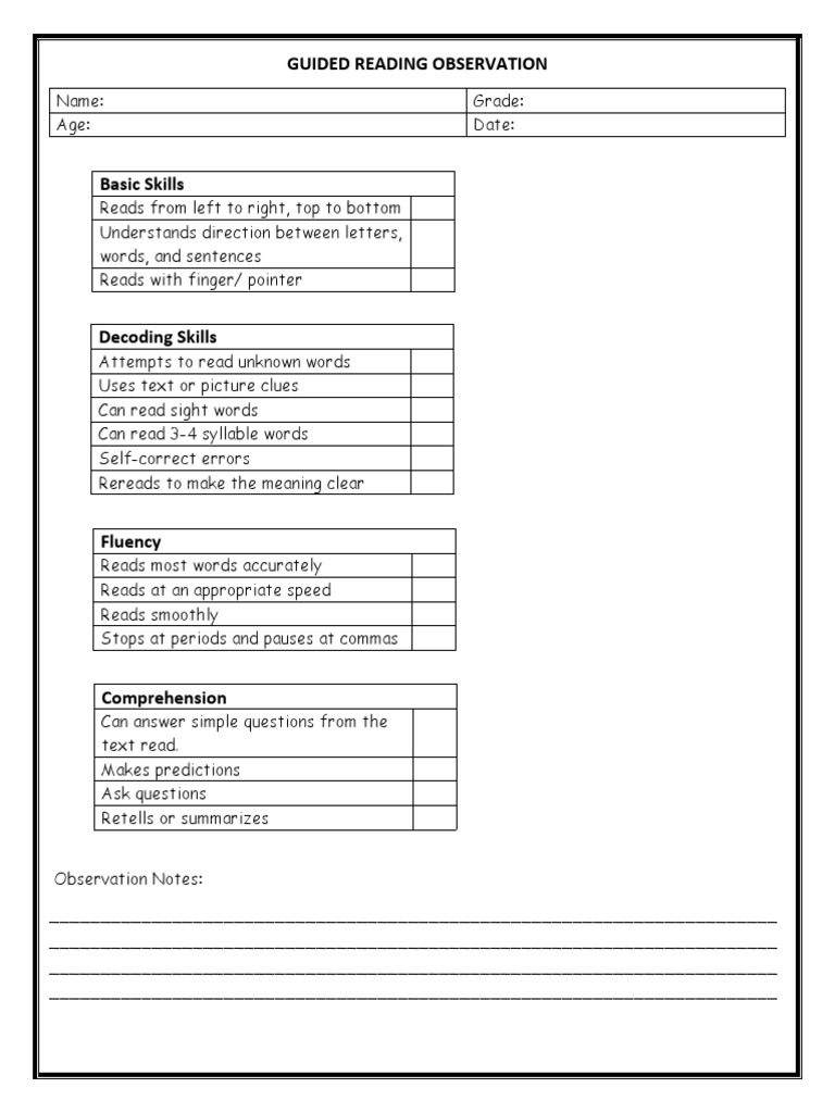 Guided Reading Observation | PDF | Career & Growth