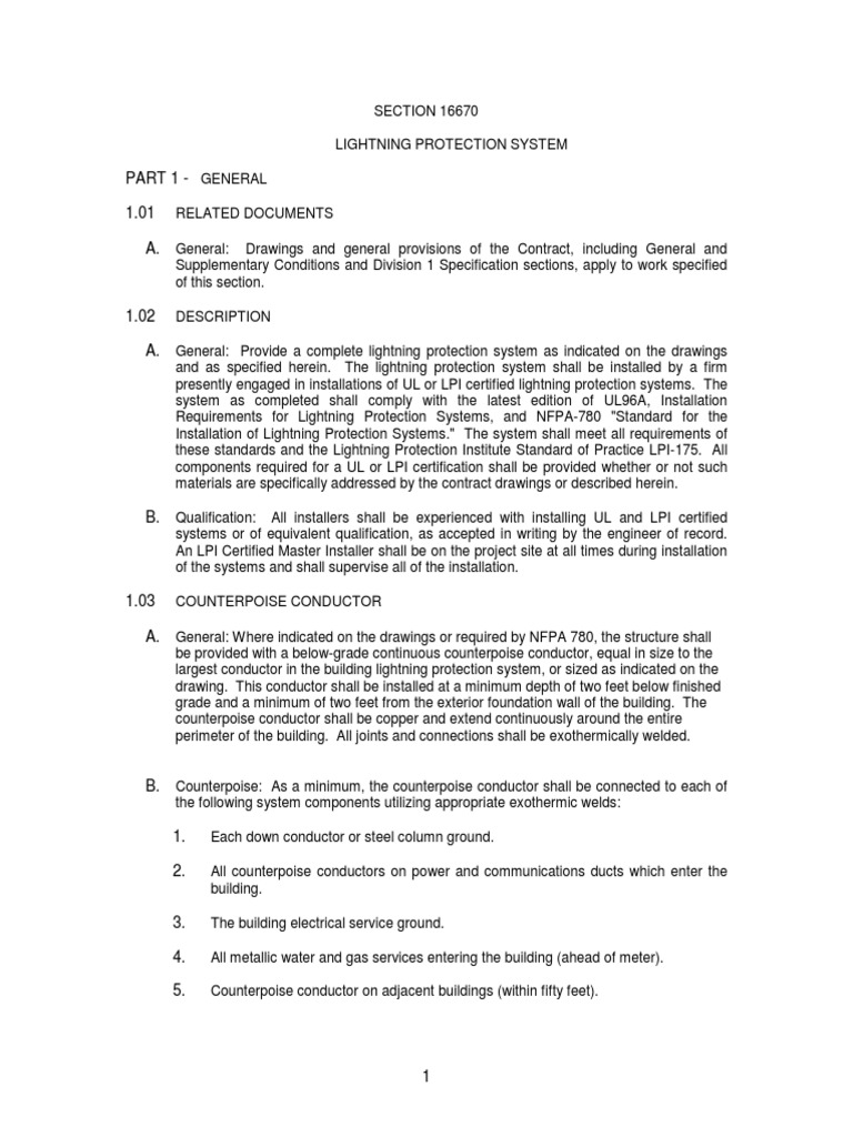 LIGHTNING PROTECTION - Specification PDF | PDF | Welding | Construction