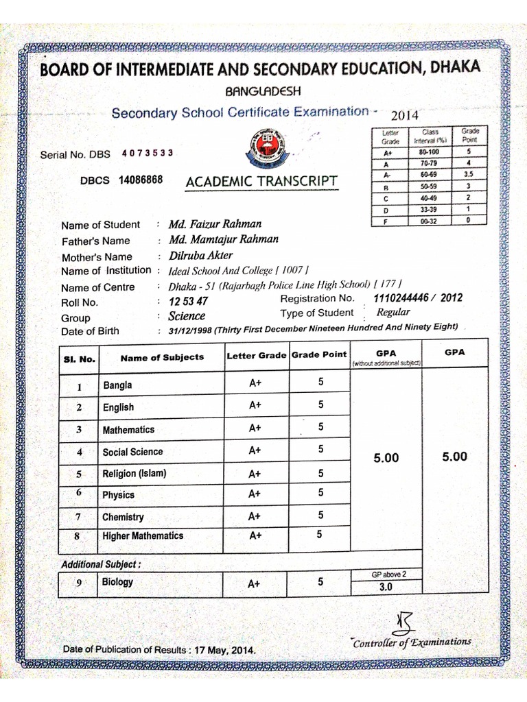 Grade Sheet | PDF