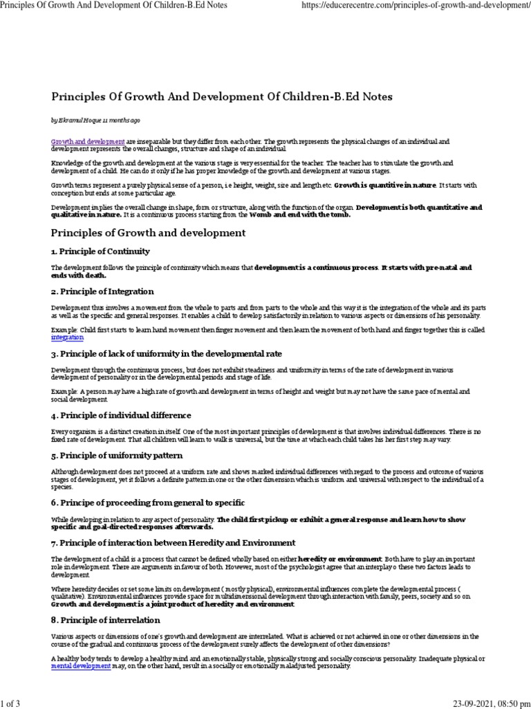 Principles of Growth and Development of Children-B.Ed Notes | PDF ...