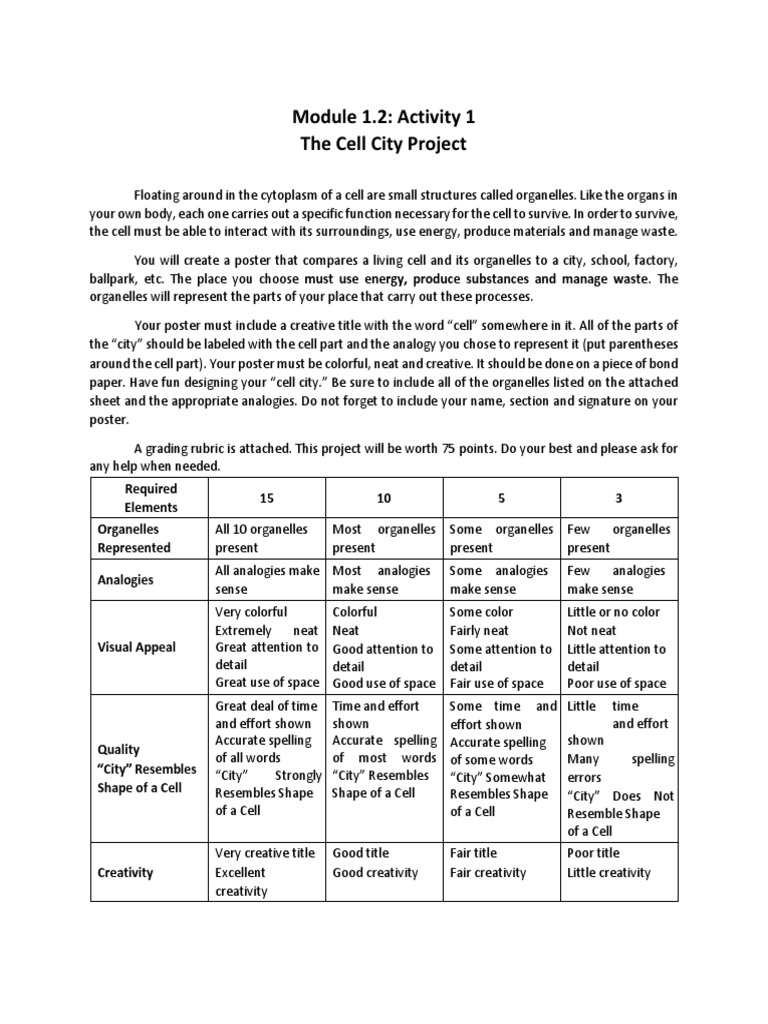 Cell City Analogy Worksheet (FILE) | PDF | Cell Nucleus | Cell (Biology)