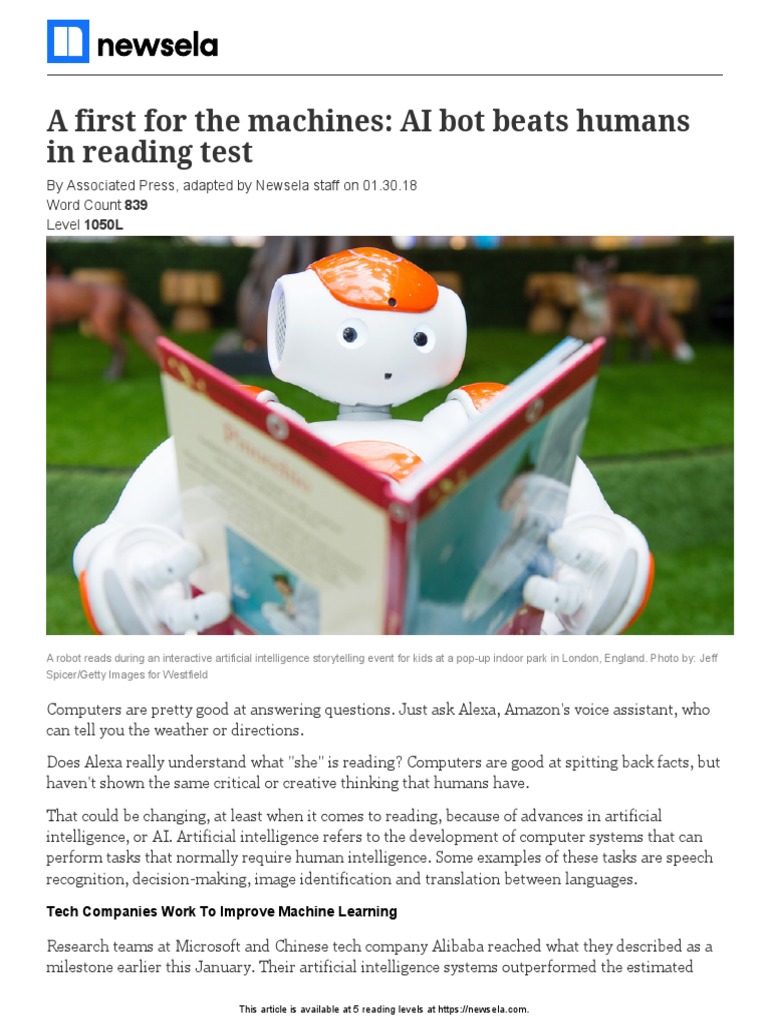 Artificial Intelligence Reading 39799 Article and Quiz | PDF ...