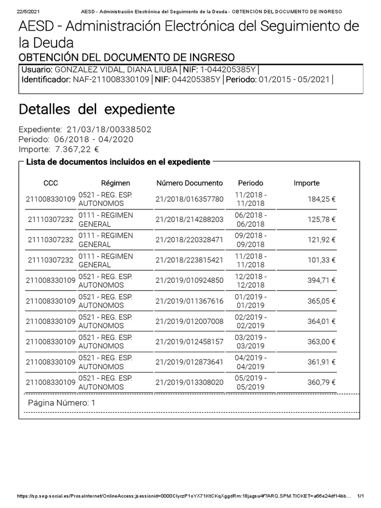 AESD - Administración Electrónica Del Seguimiento de La Deuda - OBTENCIÓN DEL DOCUMENTO DE ...