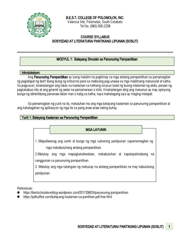 Soslit-Modyul 2 | PDF