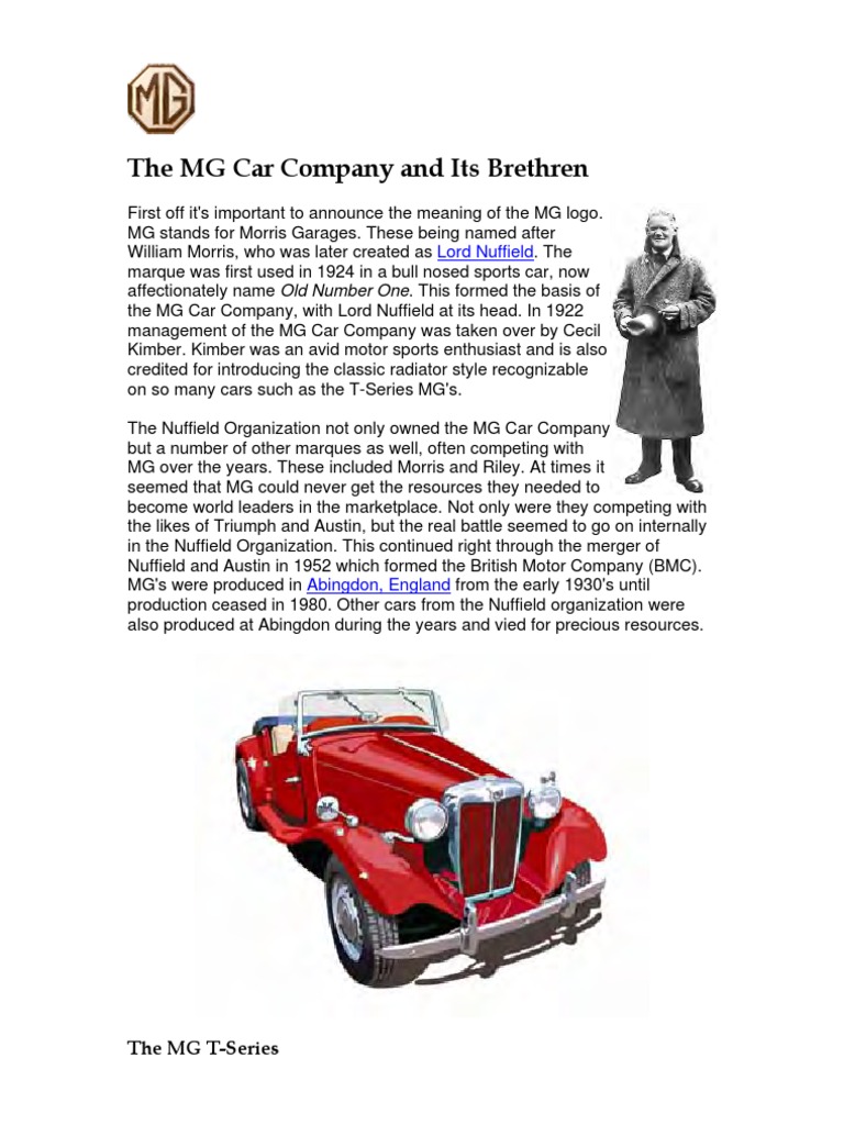 The Origins and Evolution of the Iconic MG T-Series Cars | PDF ...