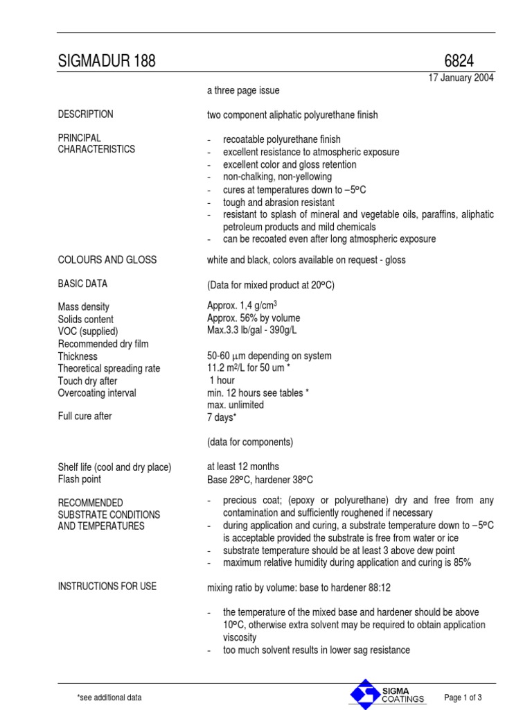 00 - 6824 Jan 04 Sigmadur 188 | PDF | Paint | Chemistry