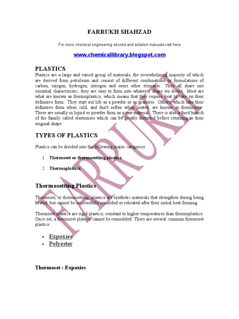 Types of Plastics | PDF | Polyvinyl Chloride | Polystyrene