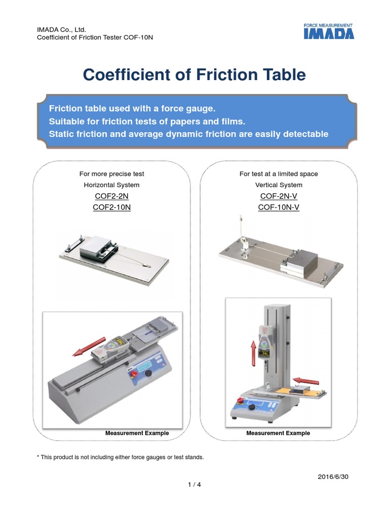Coefficient of Friction Table | PDF | Friction | Force