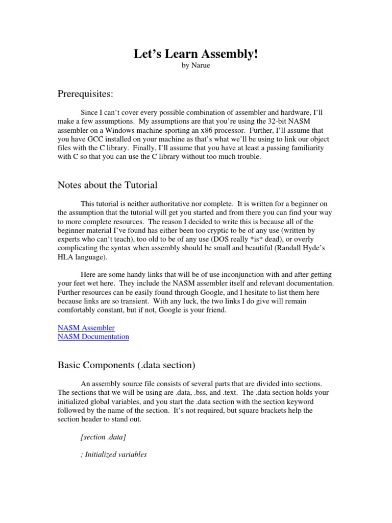 Let's Learn Assembly | PDF | Subroutine | Assembly Language