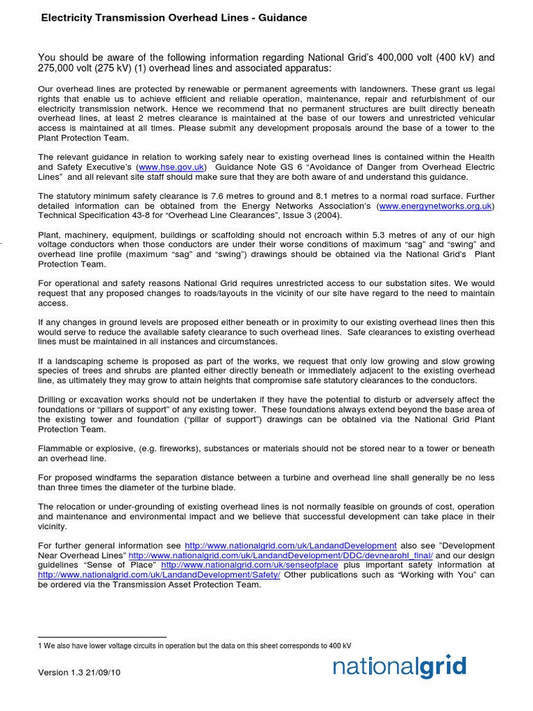Overhead Power Lines Safety Guidelines | PDF | Electric Power ...