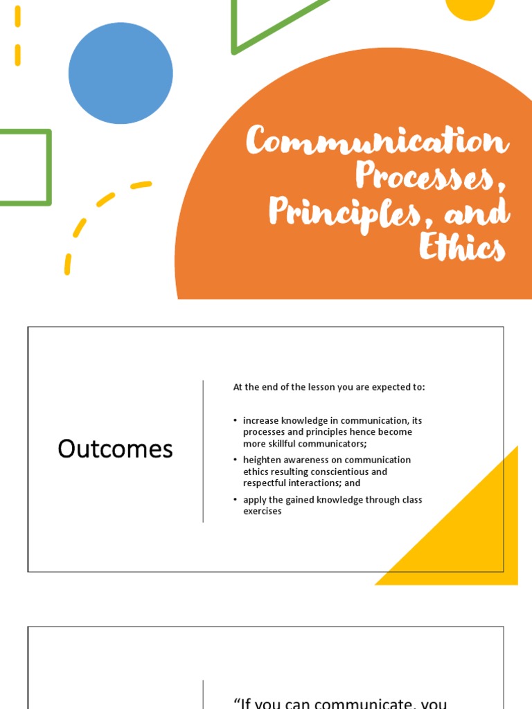 Lesson - 1 - Communication Process, Principles, Ethics | PDF ...
