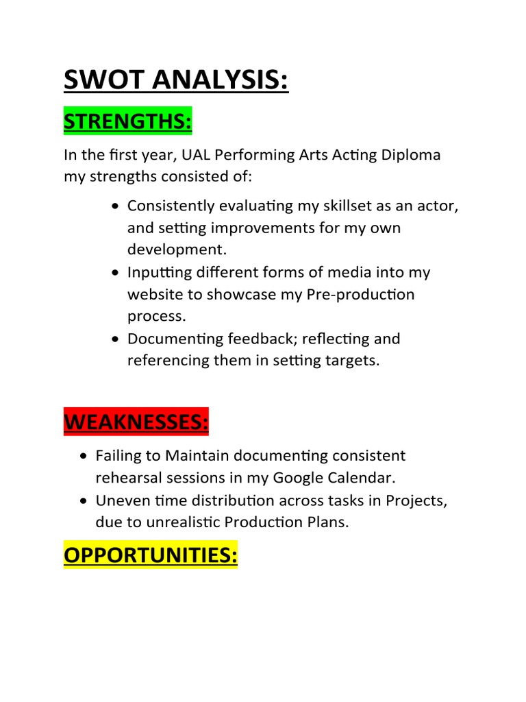 Swot Analysis Ed Project 1 | PDF | Art