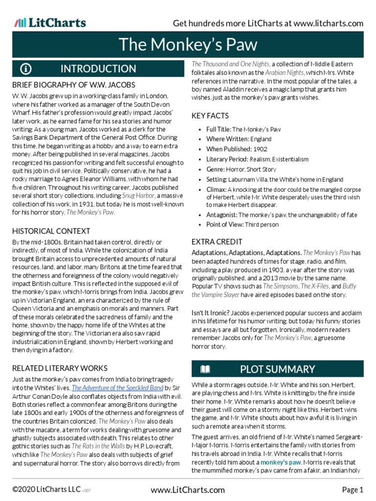 The Monkey's Paw: Intr Oduction | PDF | W. W. Jacobs | Destiny