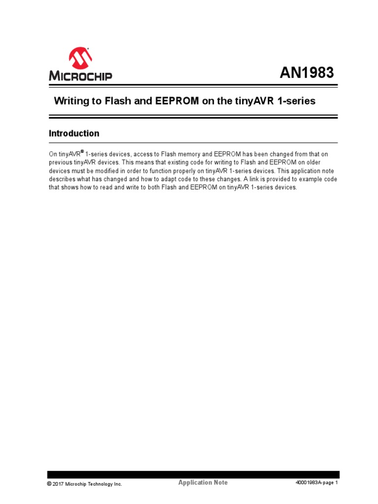 Writing To Flash and Eeprom On The Tinyavr 1-Series: Application Note ...