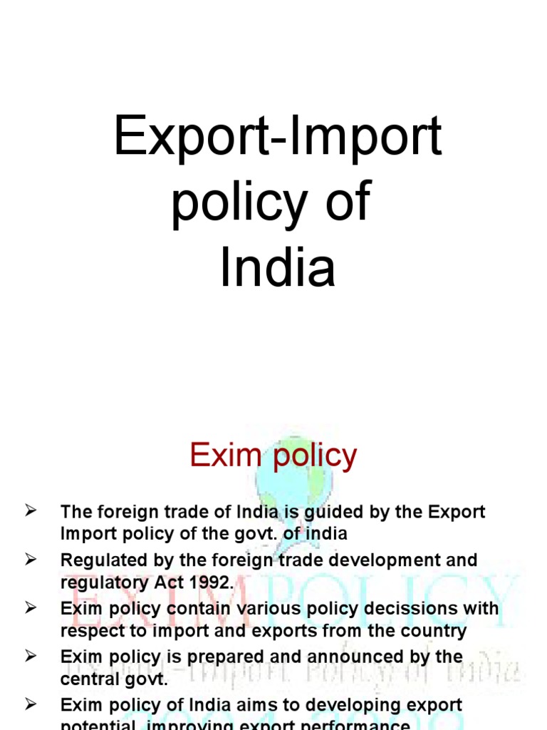 Export-Import Policy of India | PDF | Trade | Exports