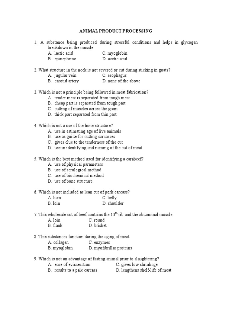 Animal Product Processing Overview | PDF | Meat | Curing (Food ...