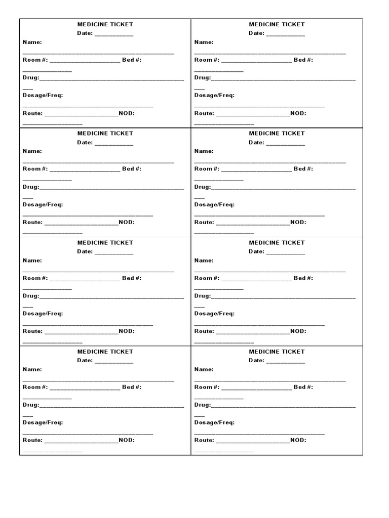 Medication Ticket | PDF | Pharmacology | Chemistry