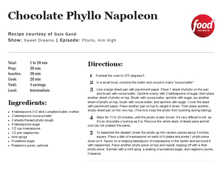 A1 - Napoleon Recipe With Phyllo | PDF | Butter | Tablespoon
