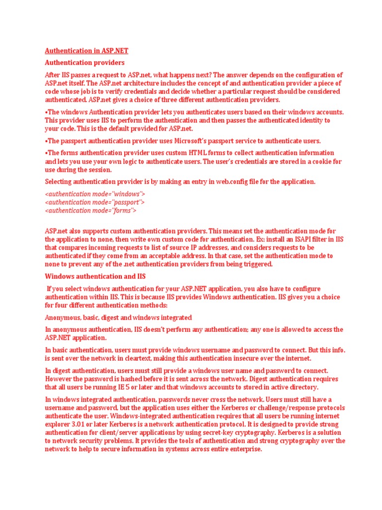 Authentication in | PDF | Http Cookie | Internet Information Services