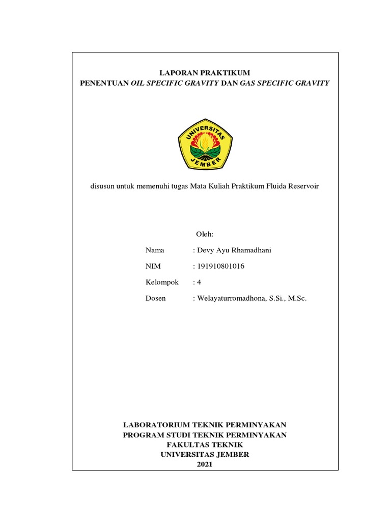 Devy Ayu Rhamadhani - 191910801016 - Laporan Praktikum Fluida Reservoir ...