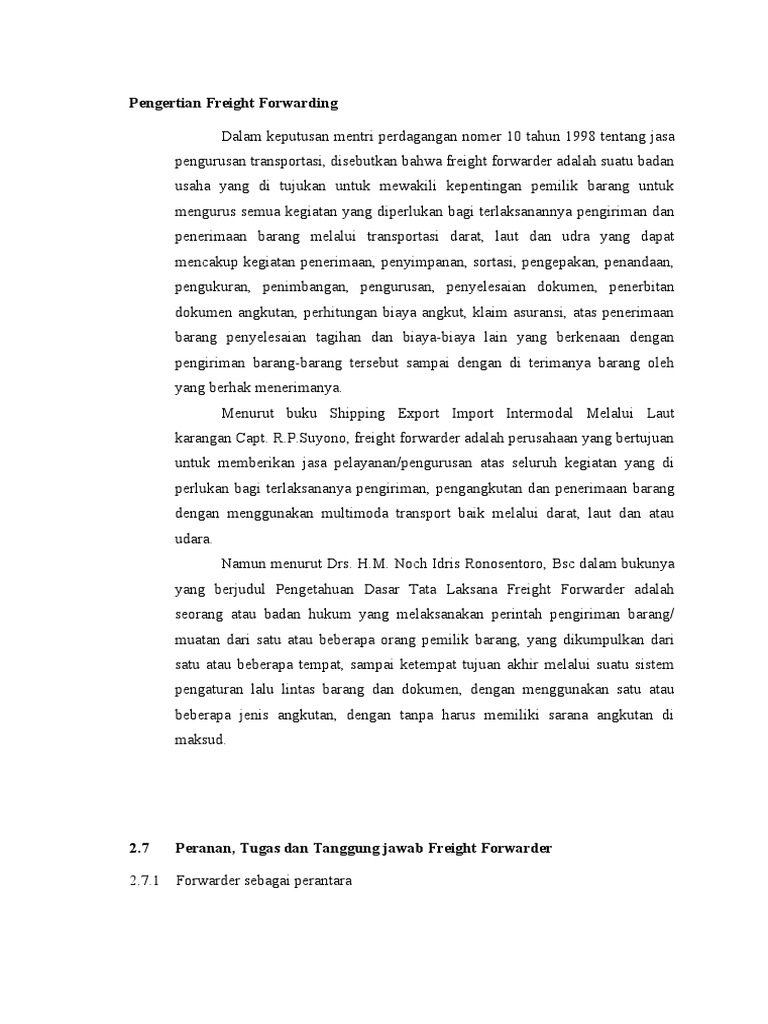 Pengertian Freight Forwarding | PDF