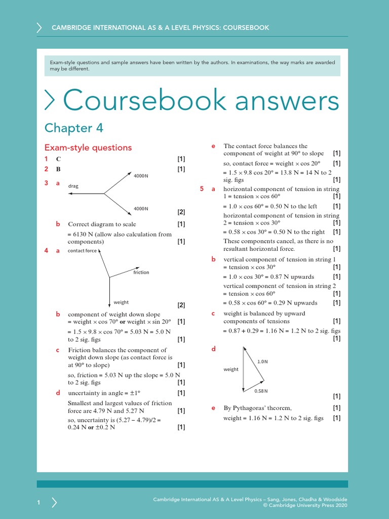 Exam Style Answers 4 Asal Physics CB | PDF | Force | Torque