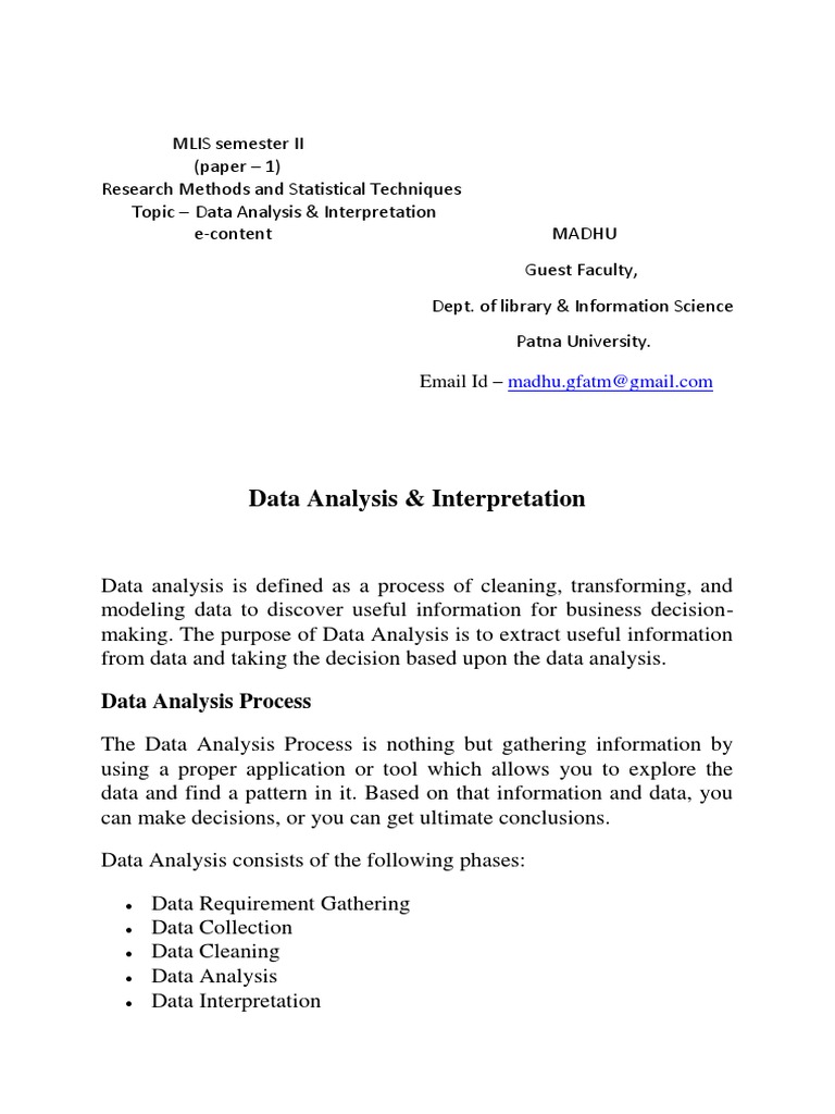 Data Analysis & Interpretation | PDF | Data Analysis | Data