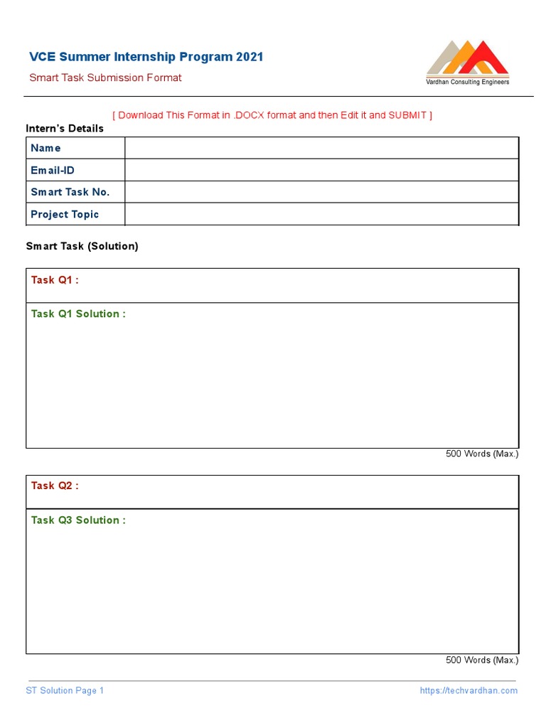 Smart Task Submission Format | PDF