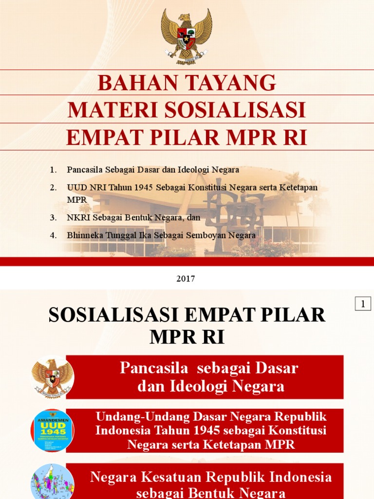 Bahan Tayang Materi Sosialisasi Empat Pilar MPR Ri 2017 | PDF