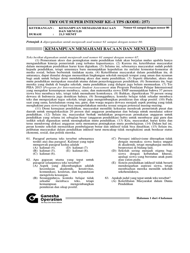 Soal Tps Kode 257 - PBM | PDF