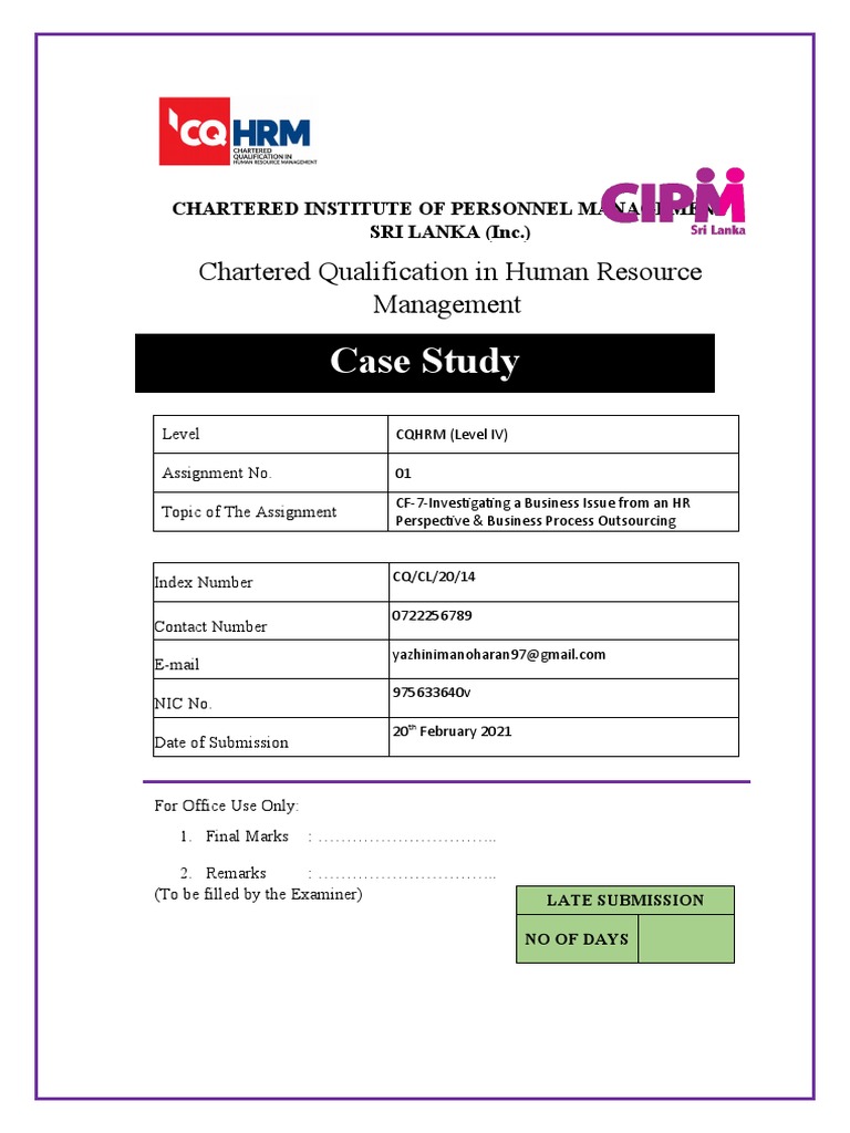 Case Study: Chartered Qualification in Human Resource Management | PDF ...