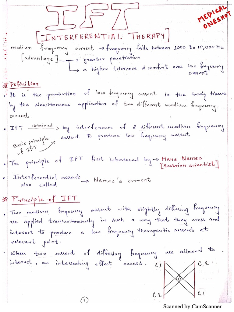 Interferential Therapy (Ift) Handwritten Notes PDF | PDF