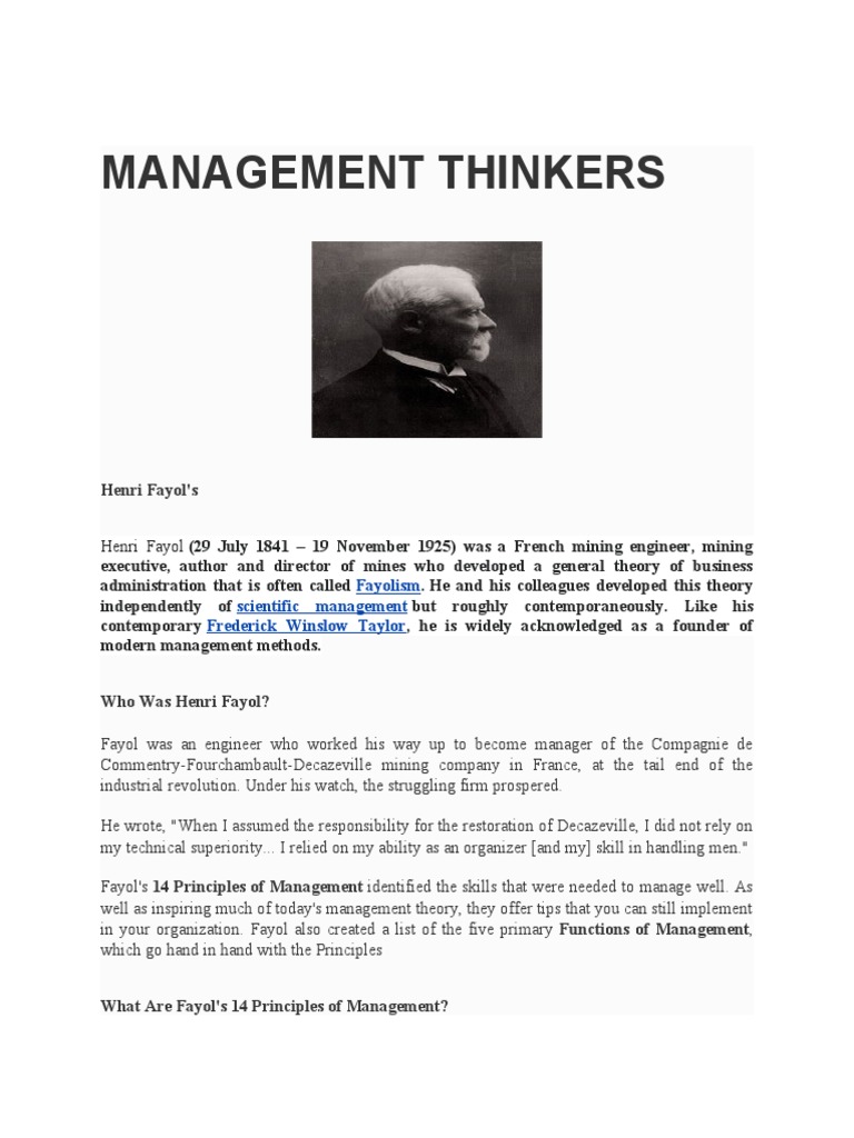 Management Thinkers | PDF | Business | Economies Management Thinkers | PDF | Business | Economies