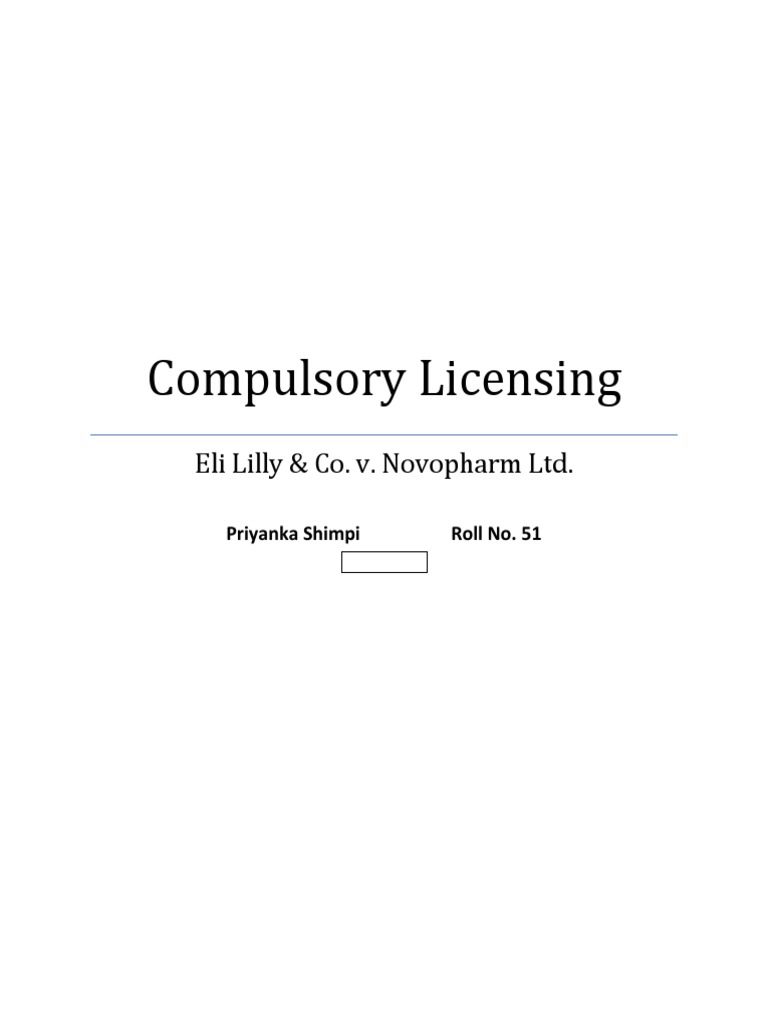 Compulsory Licensing (Final) | PDF | License | Patent
