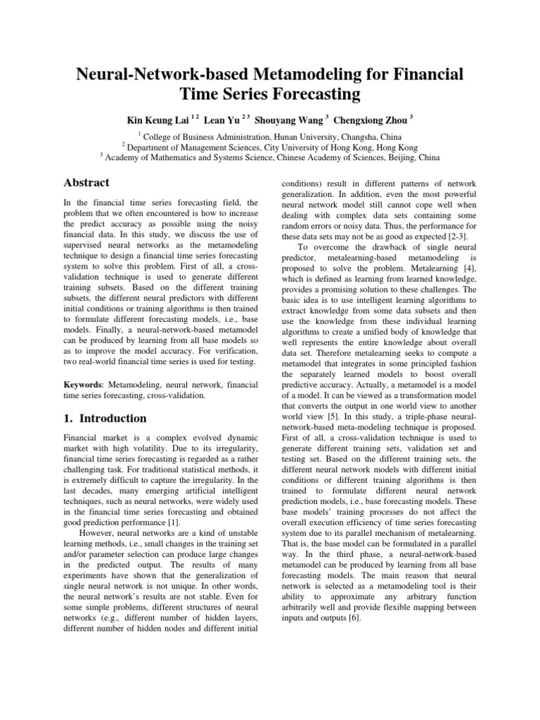 Neural Network Metamodeling for Financial Time Series Forecasting: A Triple-Phase Approach Using ...