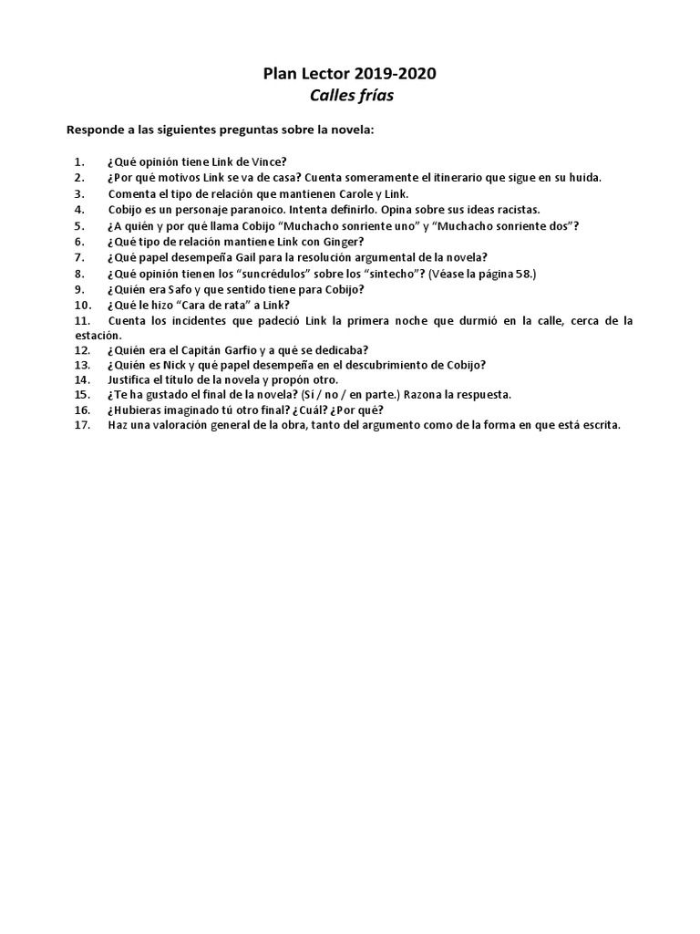 Preguntas CALLES FRÍAS | PDF