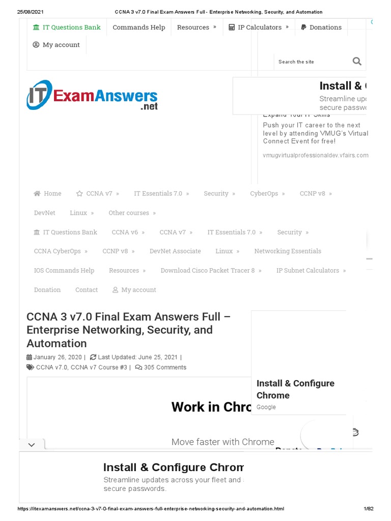 CCNA 3 v7.0 Final Exam Answers Full - Enterprise Networking, Security, and Automation | PDF ...