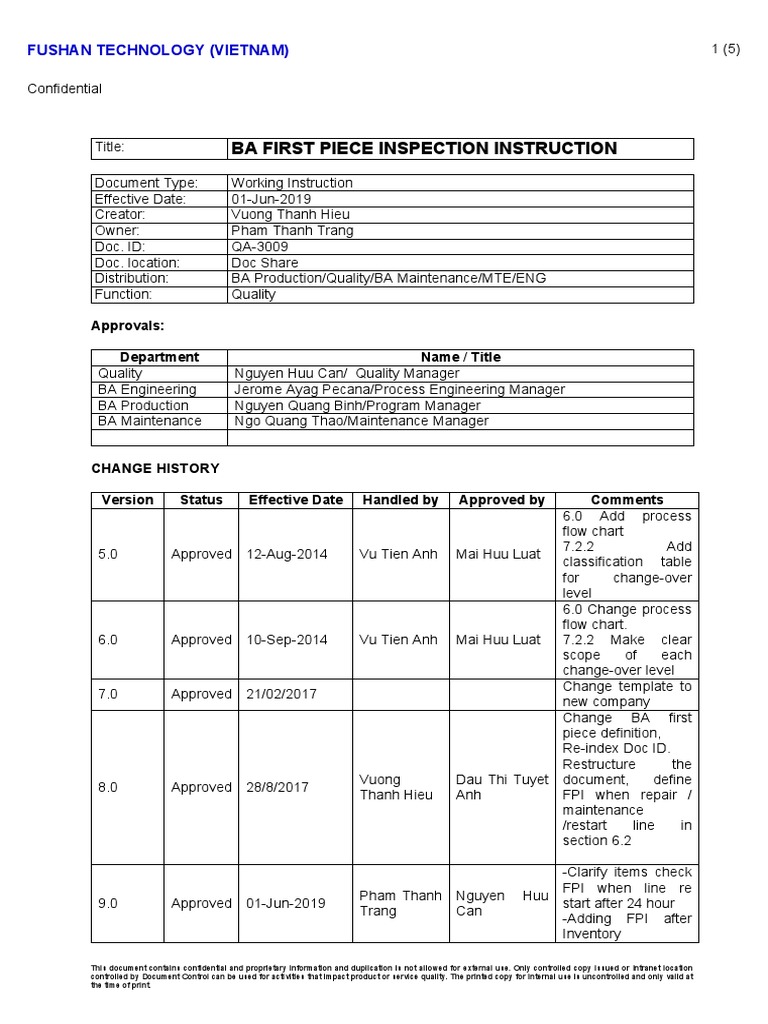 QA-3009.Board Asembly First Piece Inspection Instruction | PDF ...